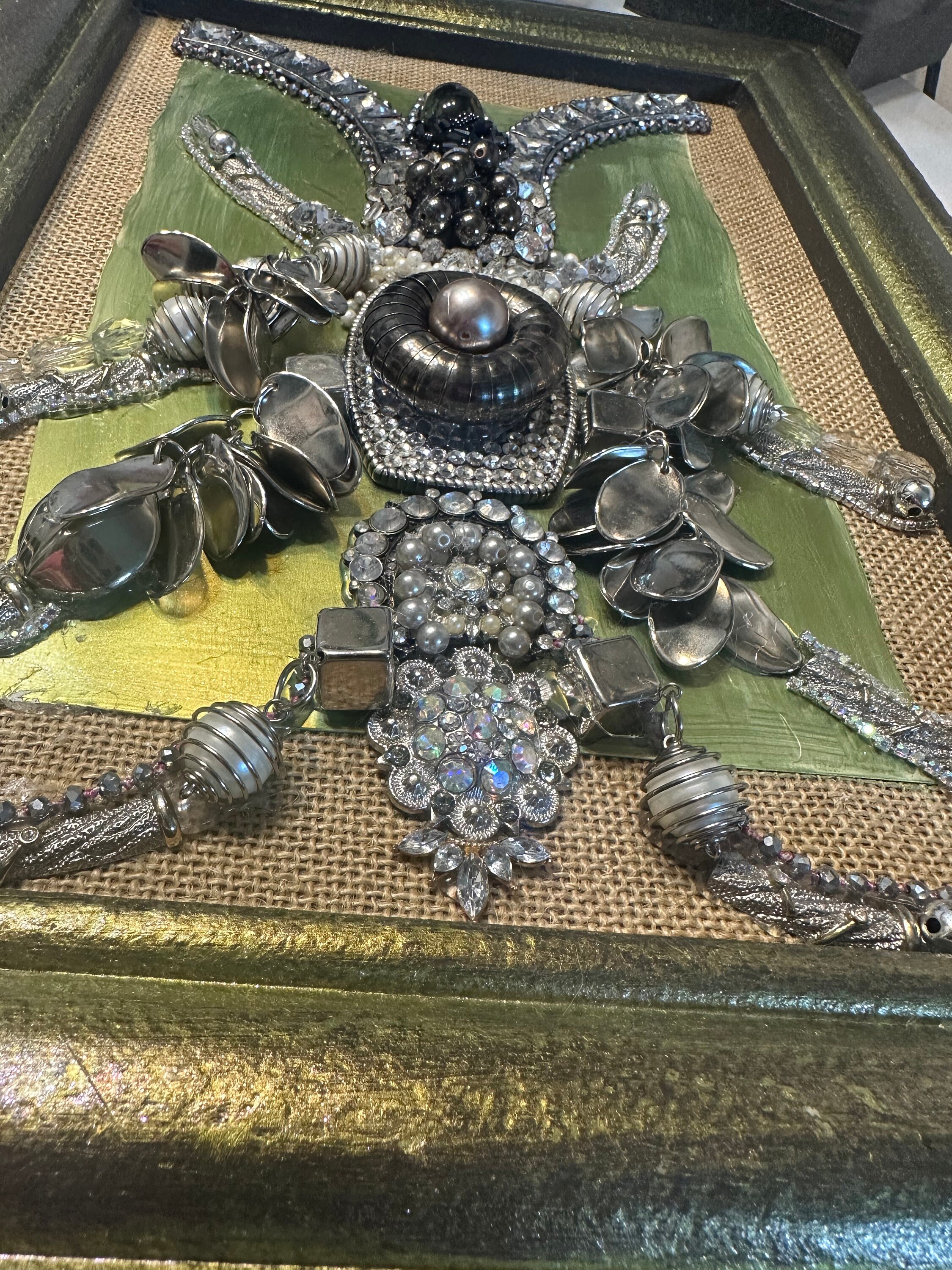 RARE Beetle Bug Rhinestone Jewelry Art One of a Kind Vintage Repurposed ...