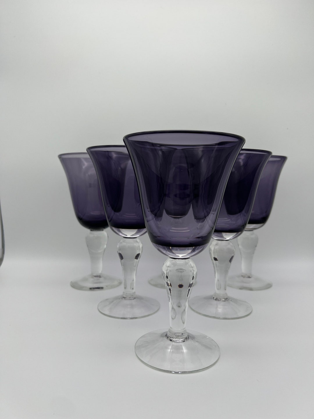 Artland Iris Plum Bubble Glass Water Glasses Wine Goblets - Etsy