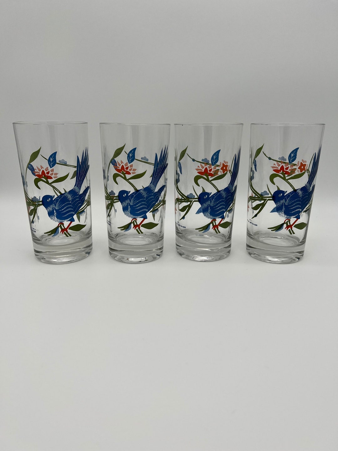 Vintage MCM Rare M.W. Periscope Bluebird Glasses Set of 4 - Etsy