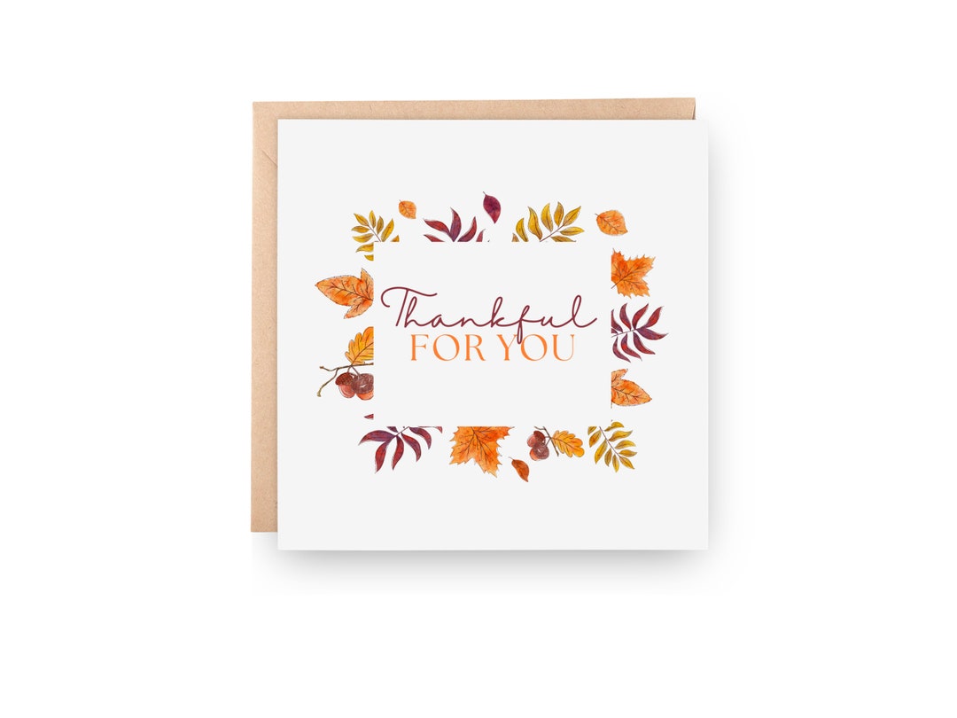 Thanksgiving Grateful Card | Thankful for You | Printable Card | Square ...