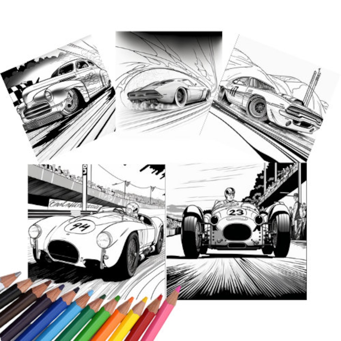 Printable Race Car Coloring Book - Etsy