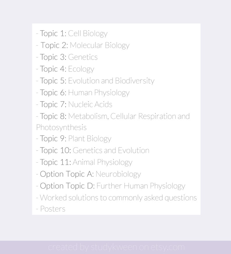 IB Biology Notes SL and HL Handwritten Revision Notes Study Guide ...