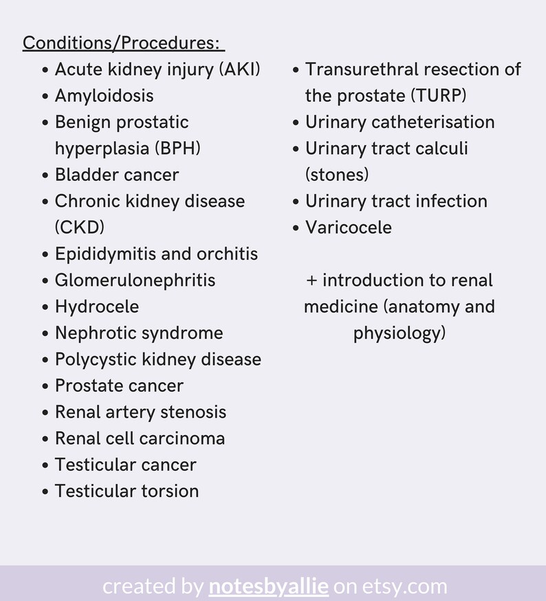 Renal and Urology Conditions With Flashcards | Medical School Study ...