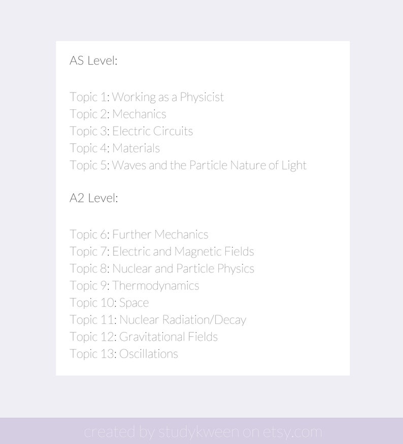 A Level Physics Notes - Etsy