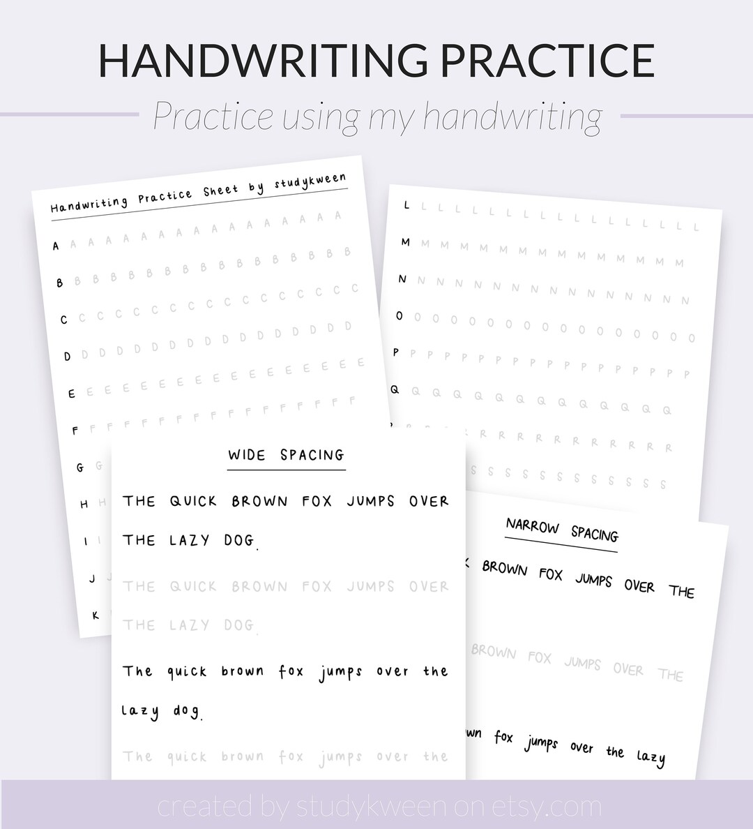 Handwriting Worksheet Practice - Etsy