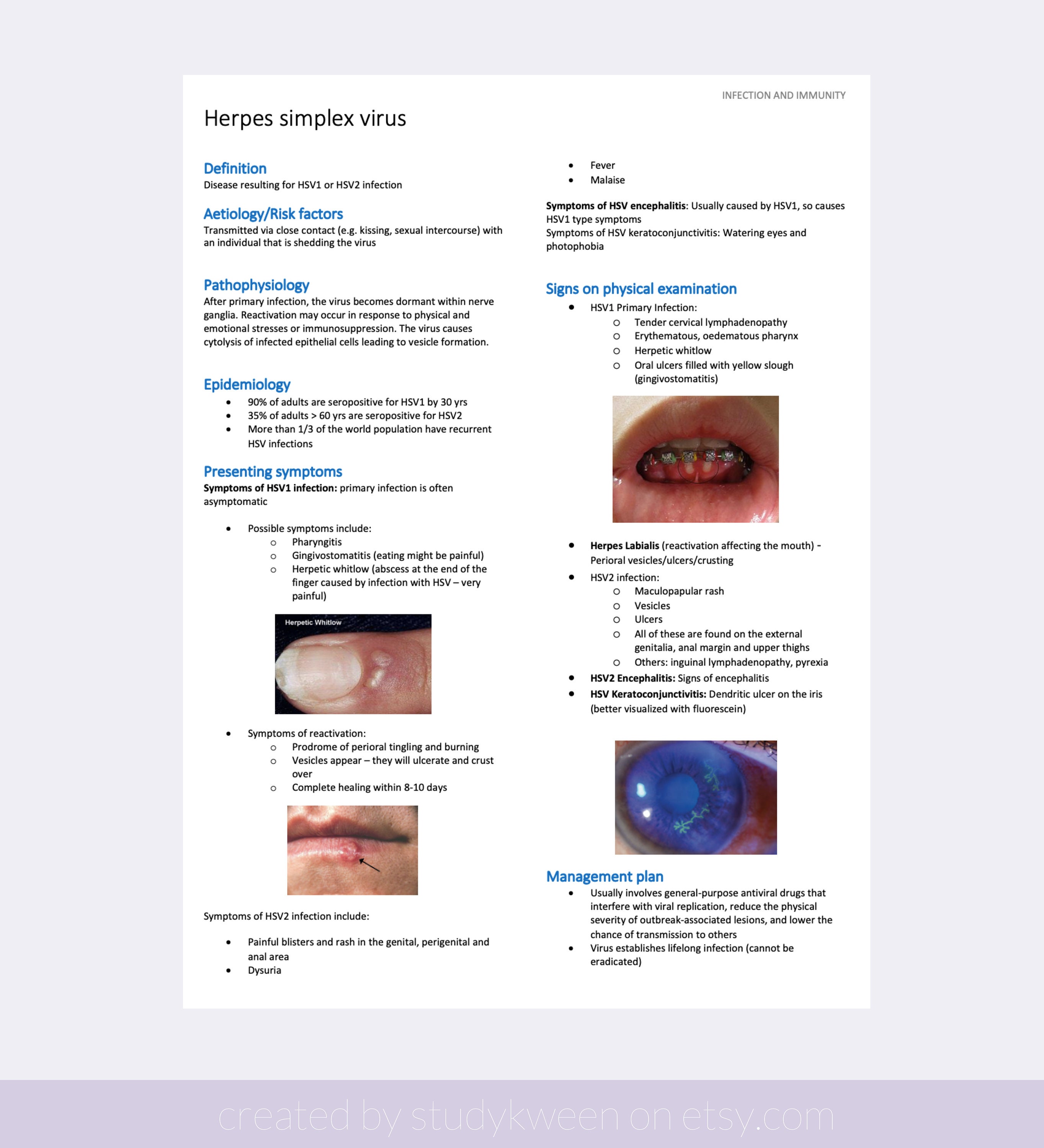 Immunology Conditions With Flashcards Medical School Study Guide Notes ...
