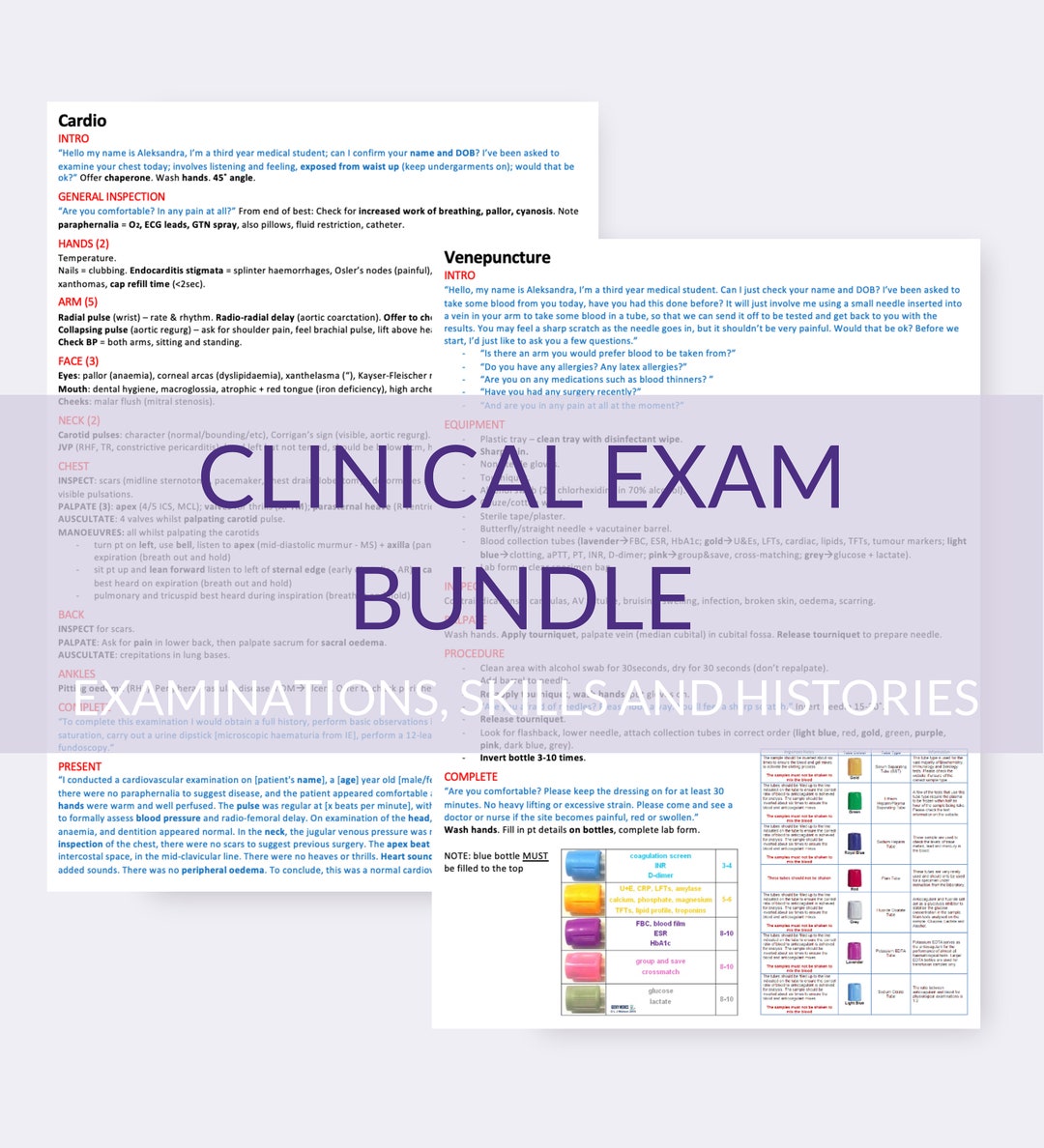Clinical Exam Bundle | Medical School Study Guide | Notes - Etsy