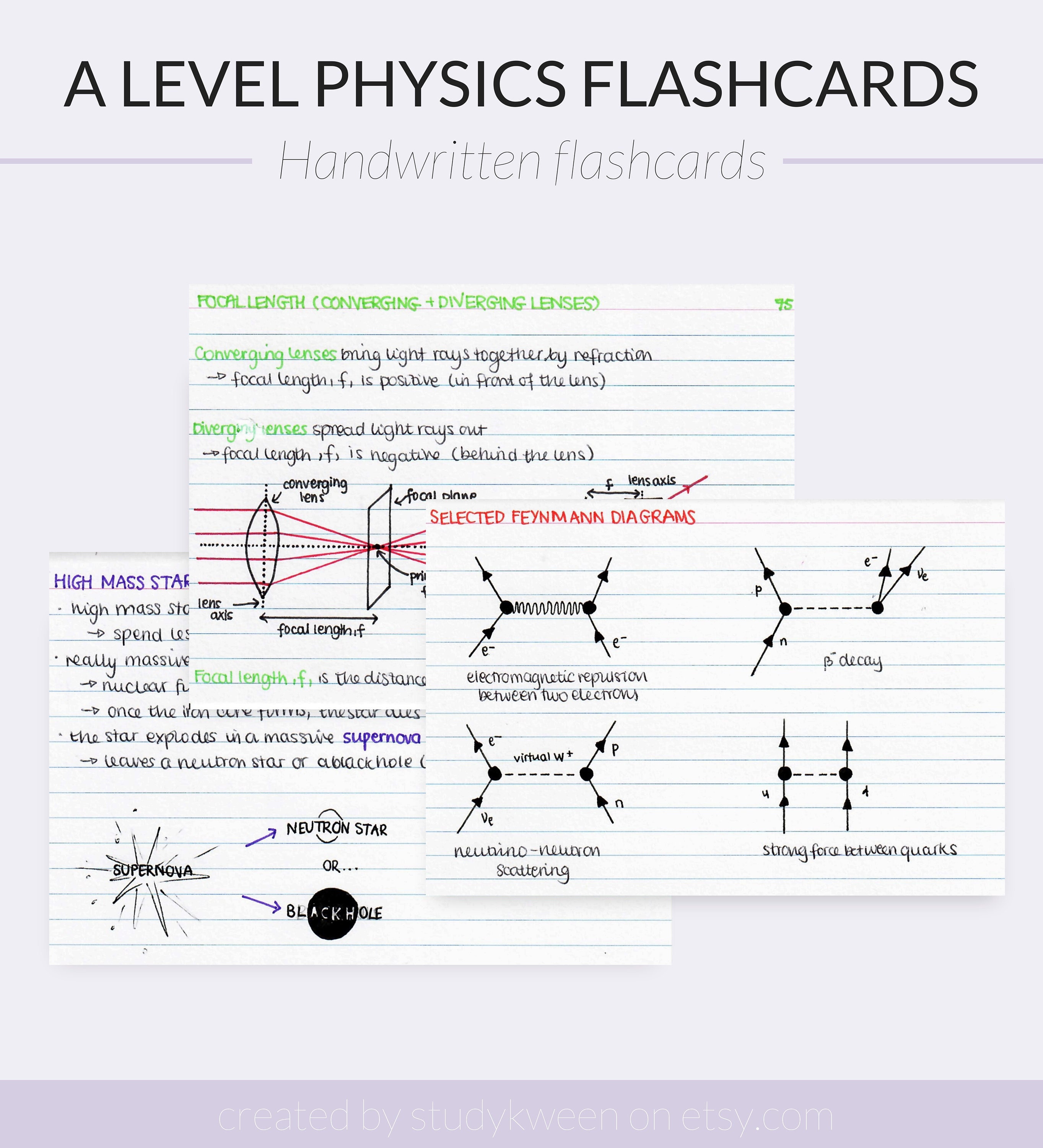A Level Physics Flashcards Study Guide Handwritten Notes - Etsy