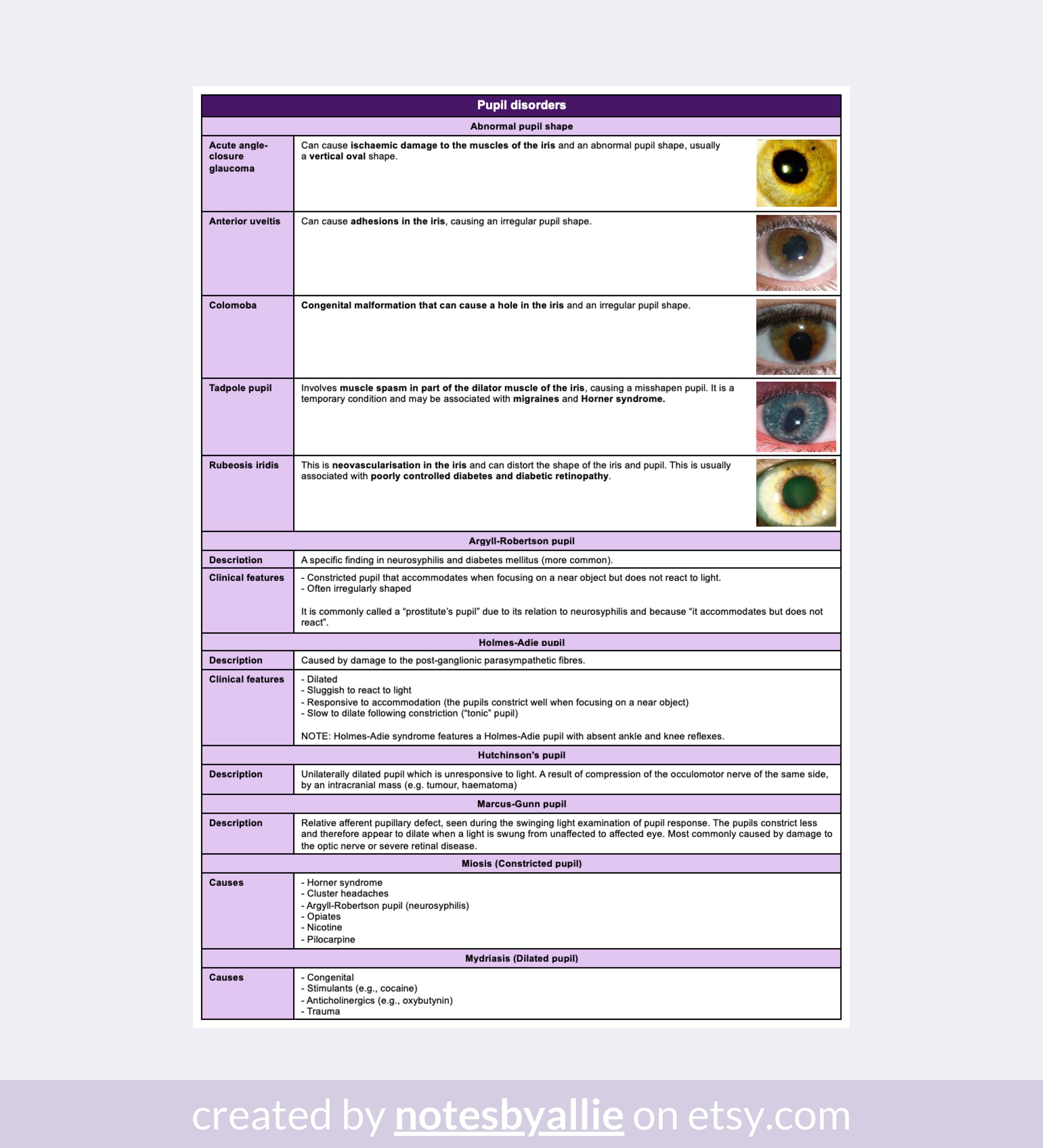 Ophthalmology Conditions With Flashcards | Medical School Study Guide ...