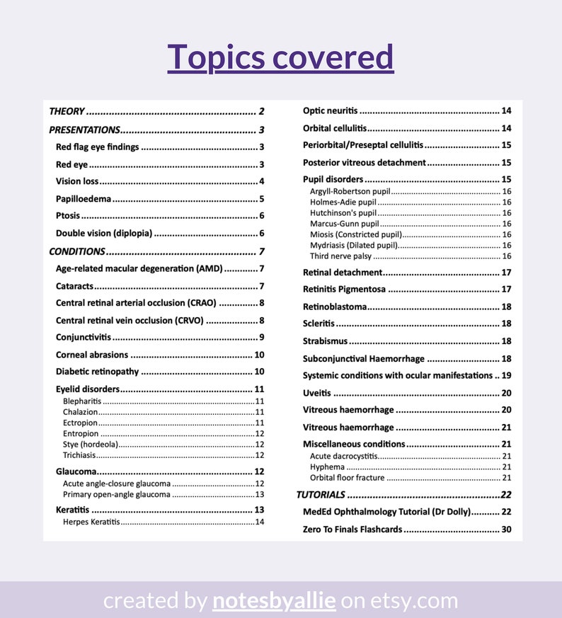 Ophthalmology Conditions With Flashcards | Medical School Study Guide ...
