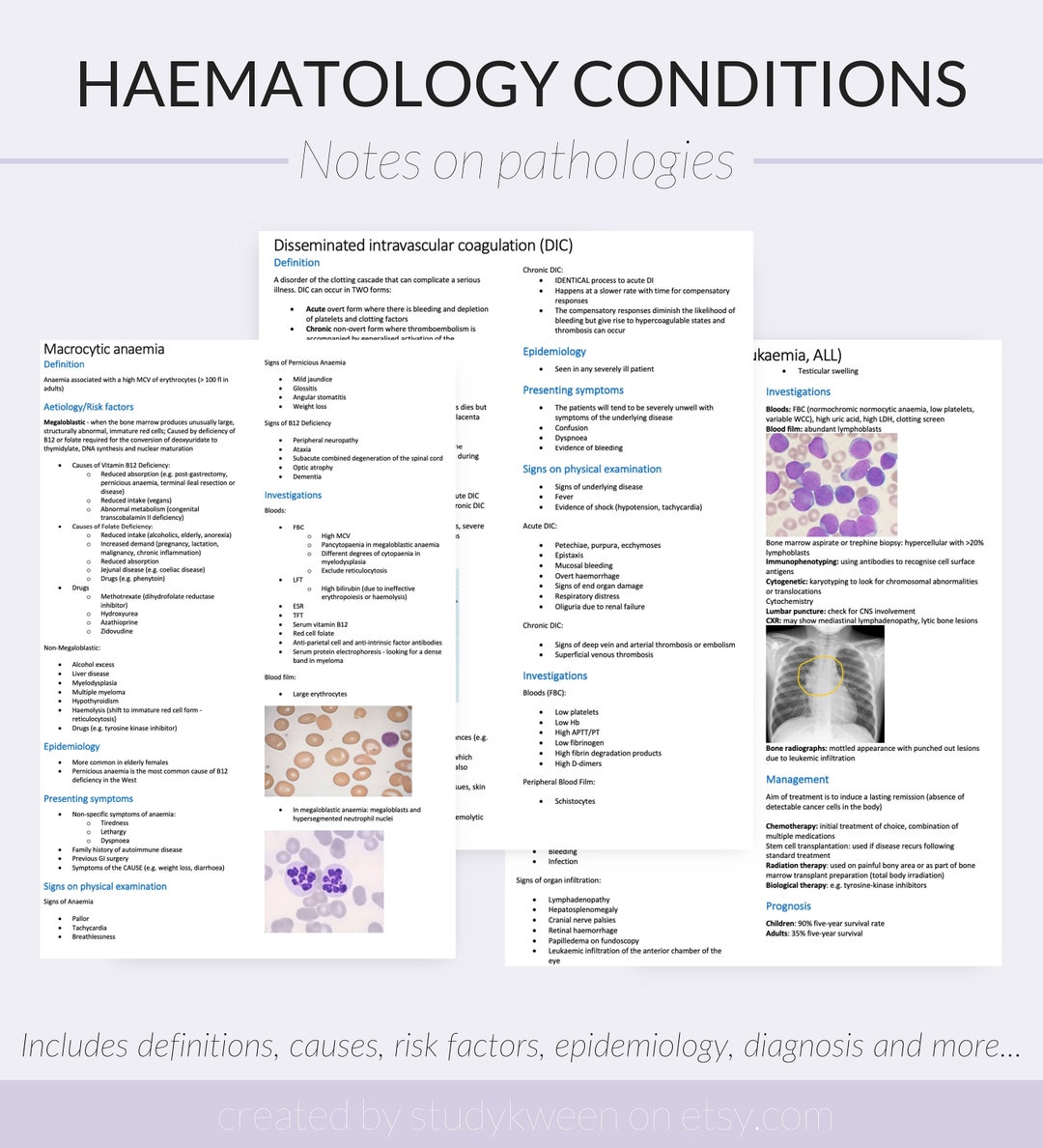 Haematology Conditions With Flashcards Medical School Study Guide Notes ...