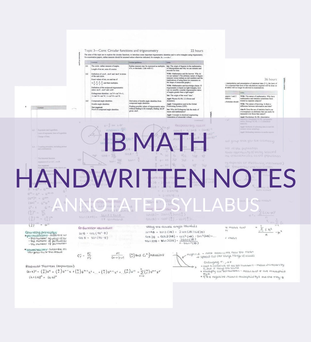 IB Mathematics Notes HL | Handwritten Revision Notes | Study Guide ...