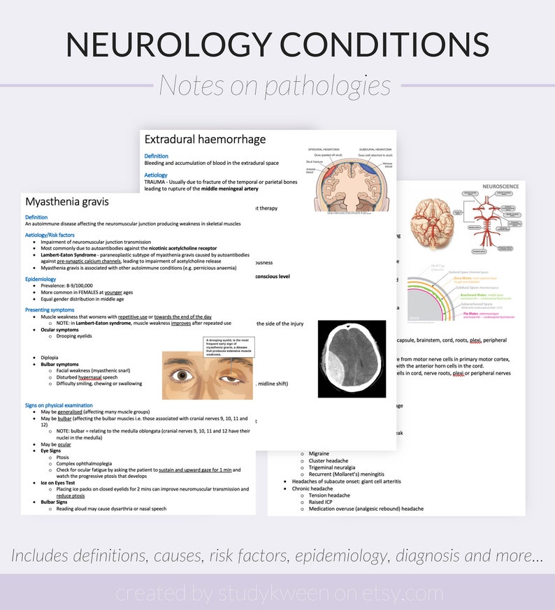 Neurology/neuroscience Conditions With Flashcards Medical School Study ...