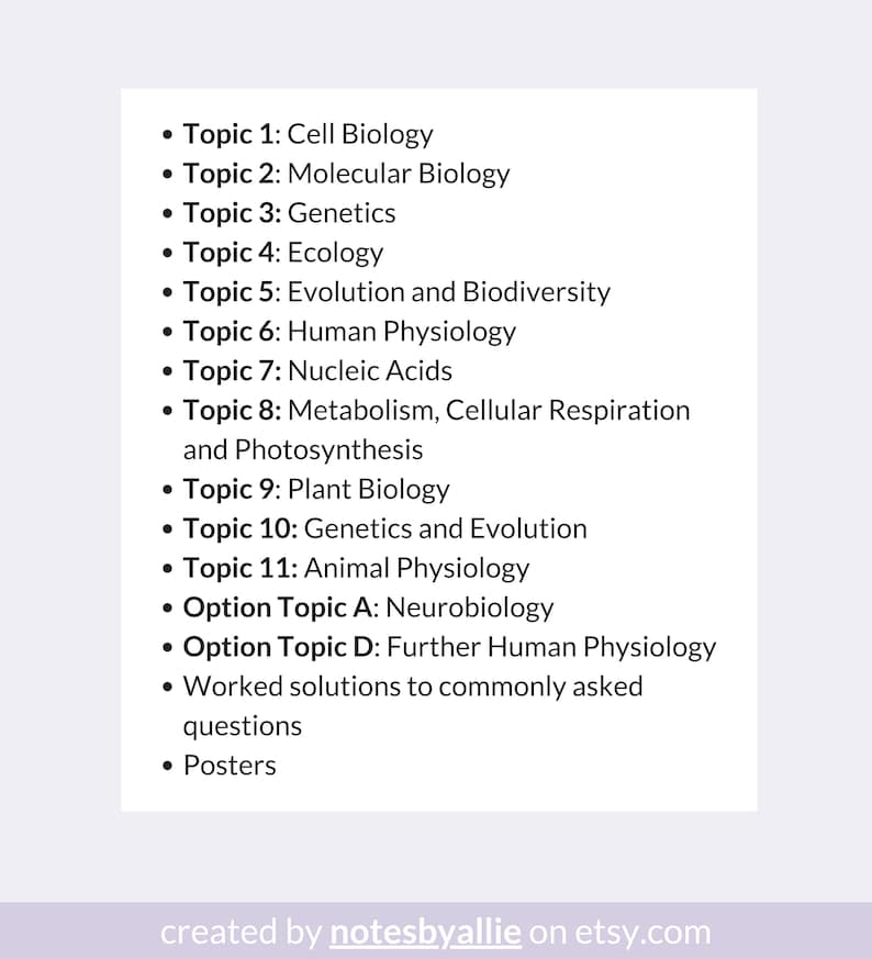 IB Biology Notes SL and HL | Handwritten Revision Notes | Study Guide ...
