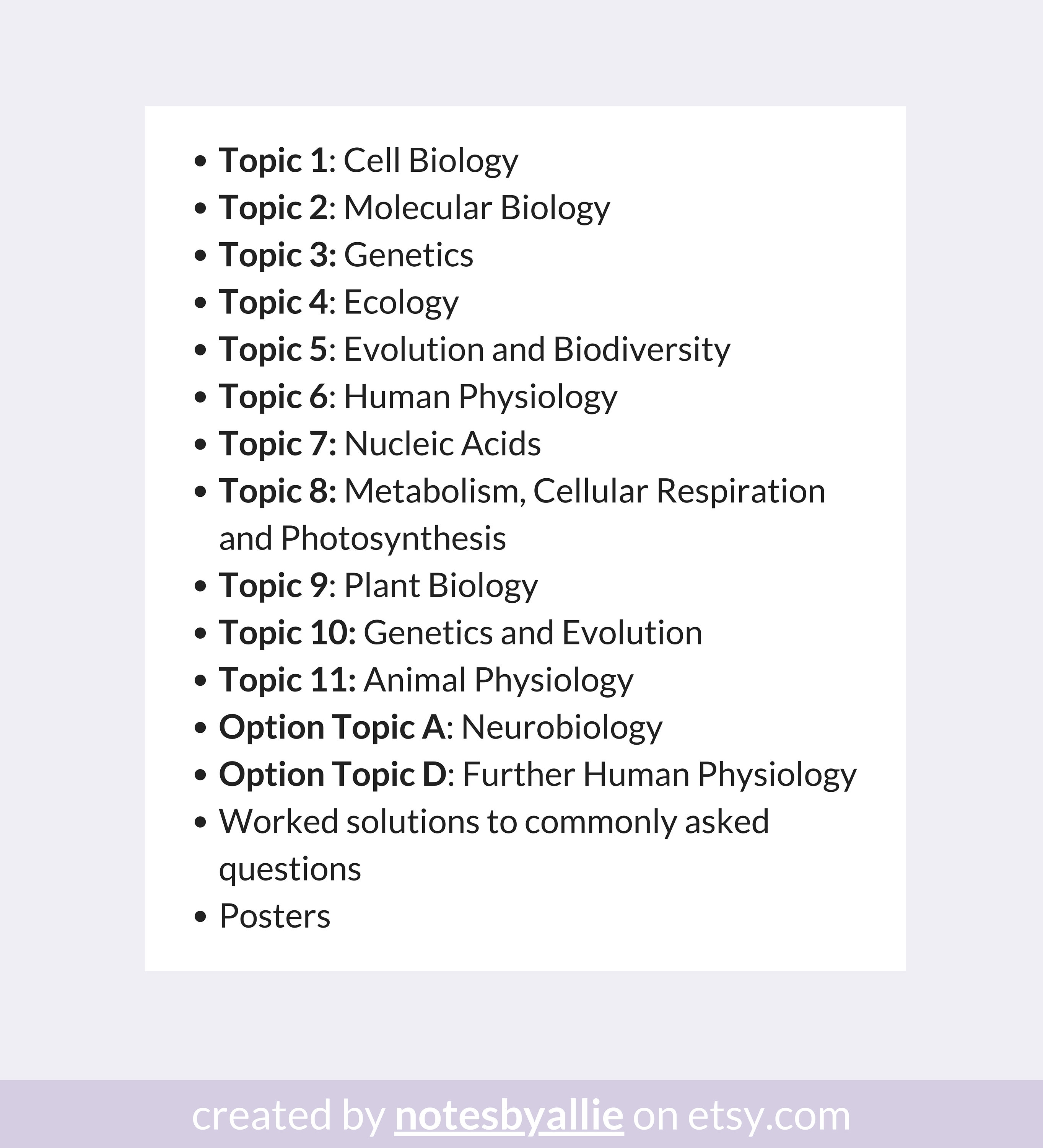 IB Biology Notes SL and HL | Handwritten Revision Notes | Study Guide ...