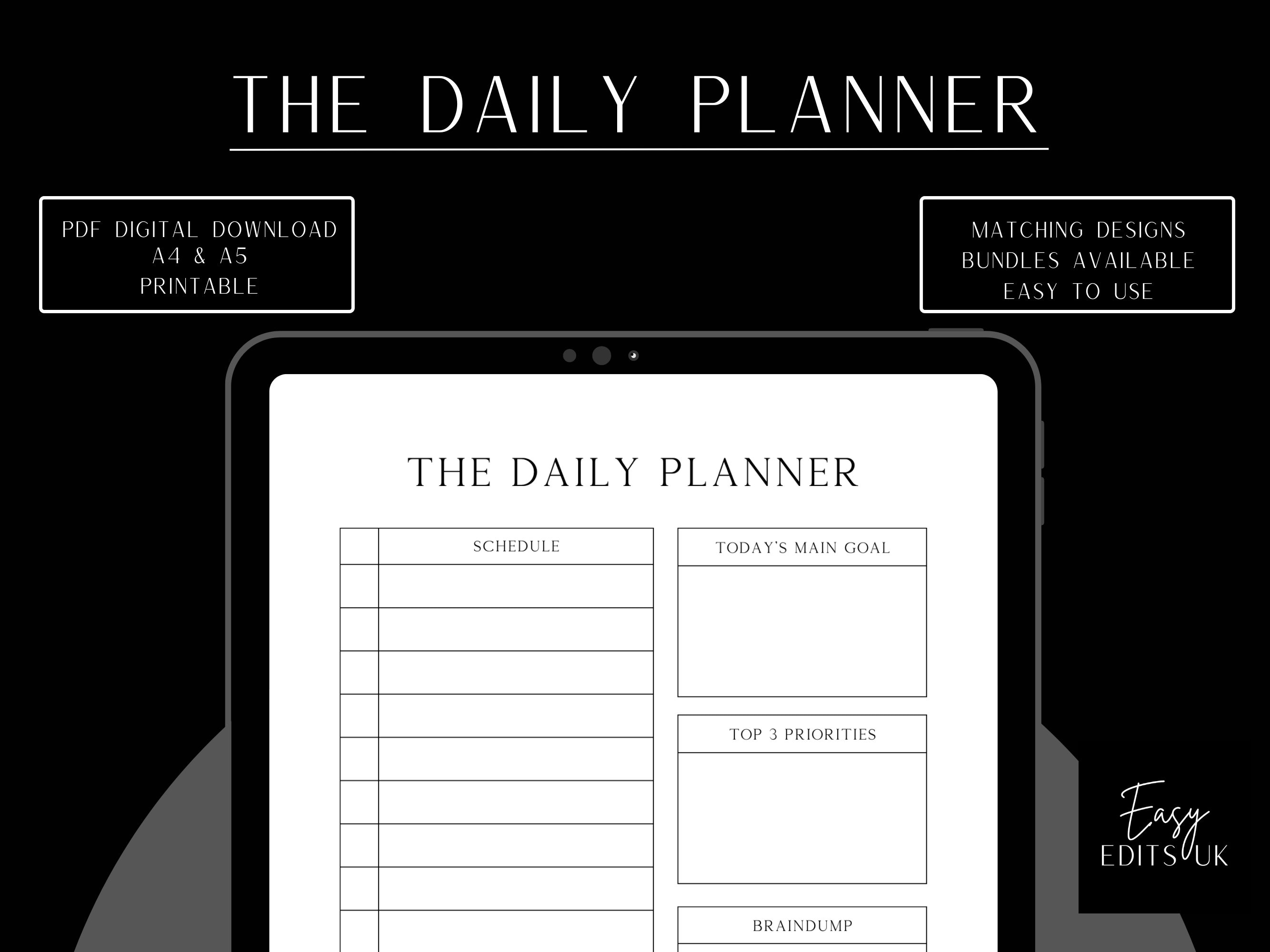 Blank Daily Planner Printable Digital Download Daily to Do List for ...