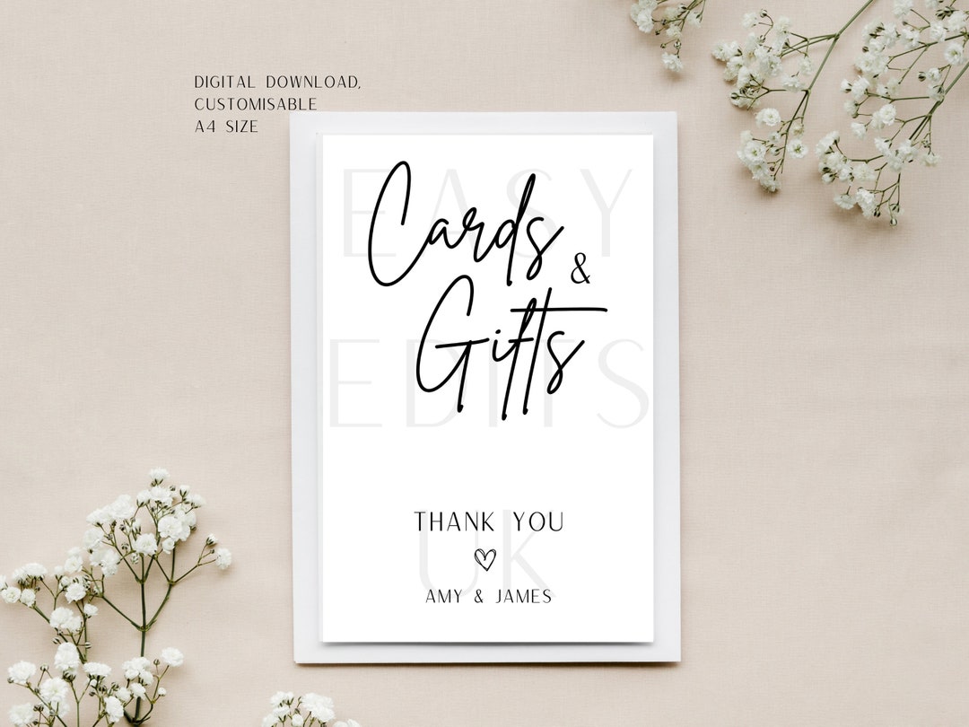 Cards and Gifts Sign Modern Wedding Sign Template Wedding Gifts Sign ...