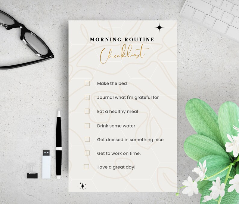 Positive Morning Routine Checklist Printable Planner, Everyday Planner ...