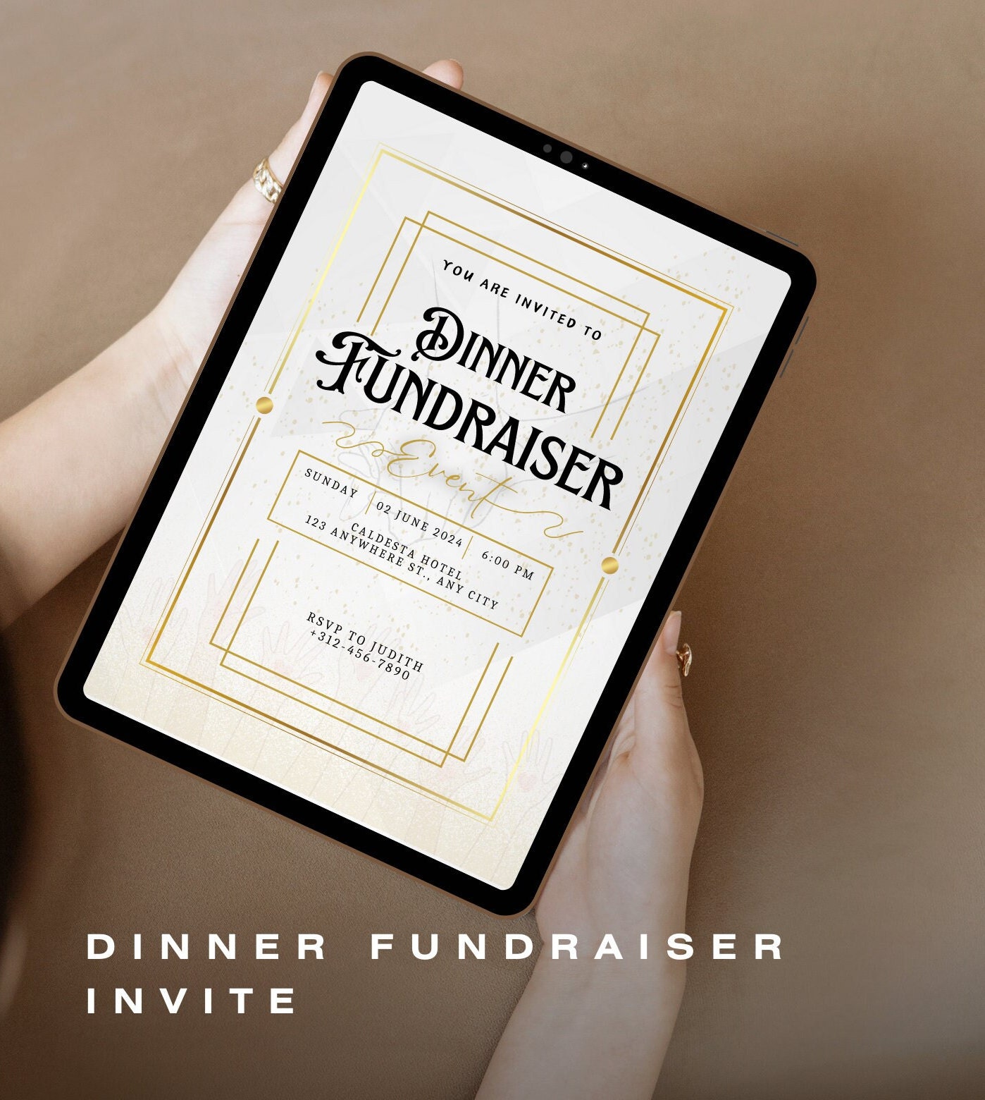 Dinner Fundraiser Invitation Portrait Template, Editable Fundraiser ...