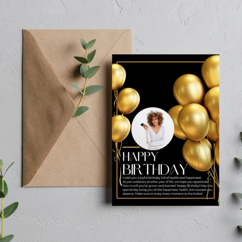 Simple Happy Birthday Printable Template, Editable Happy Birthday Card ...