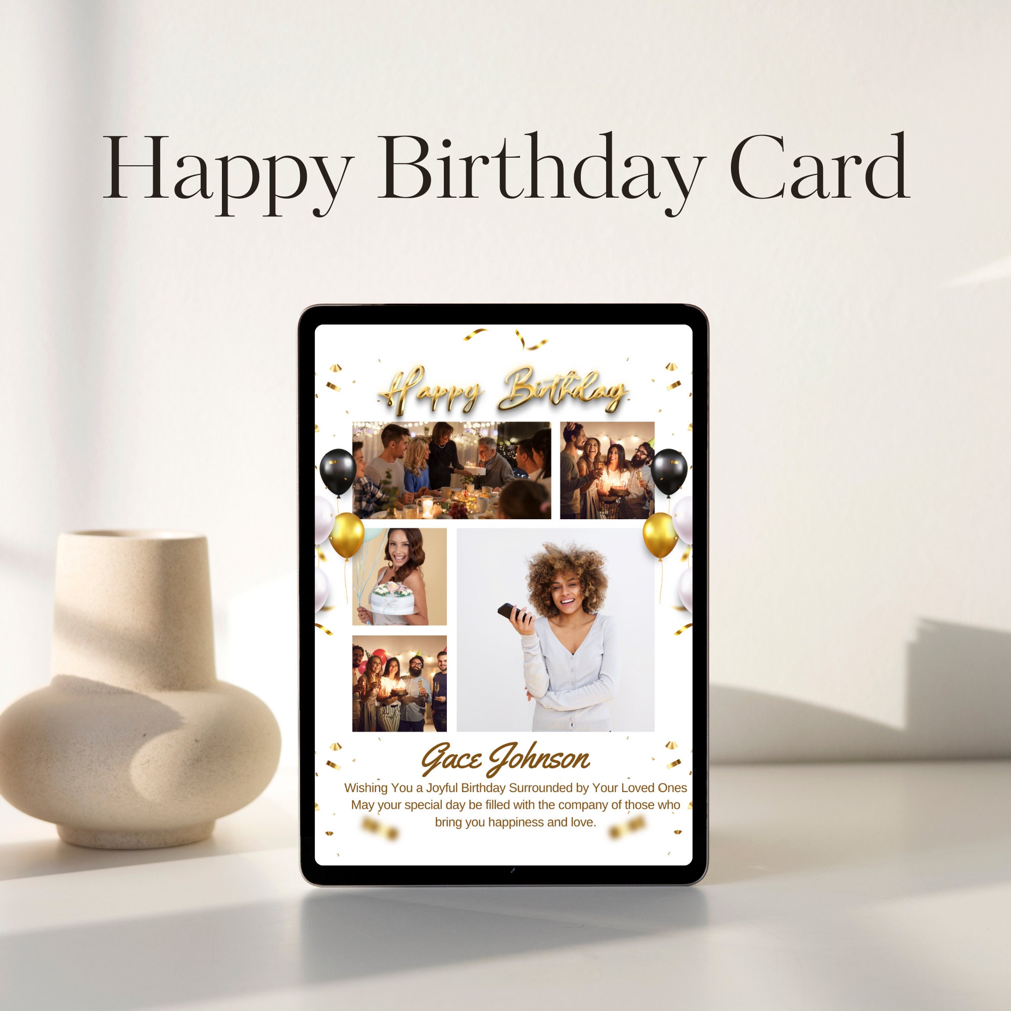 Simple Happy Birthday Printable Template, Editable Happy Birthday Card ...