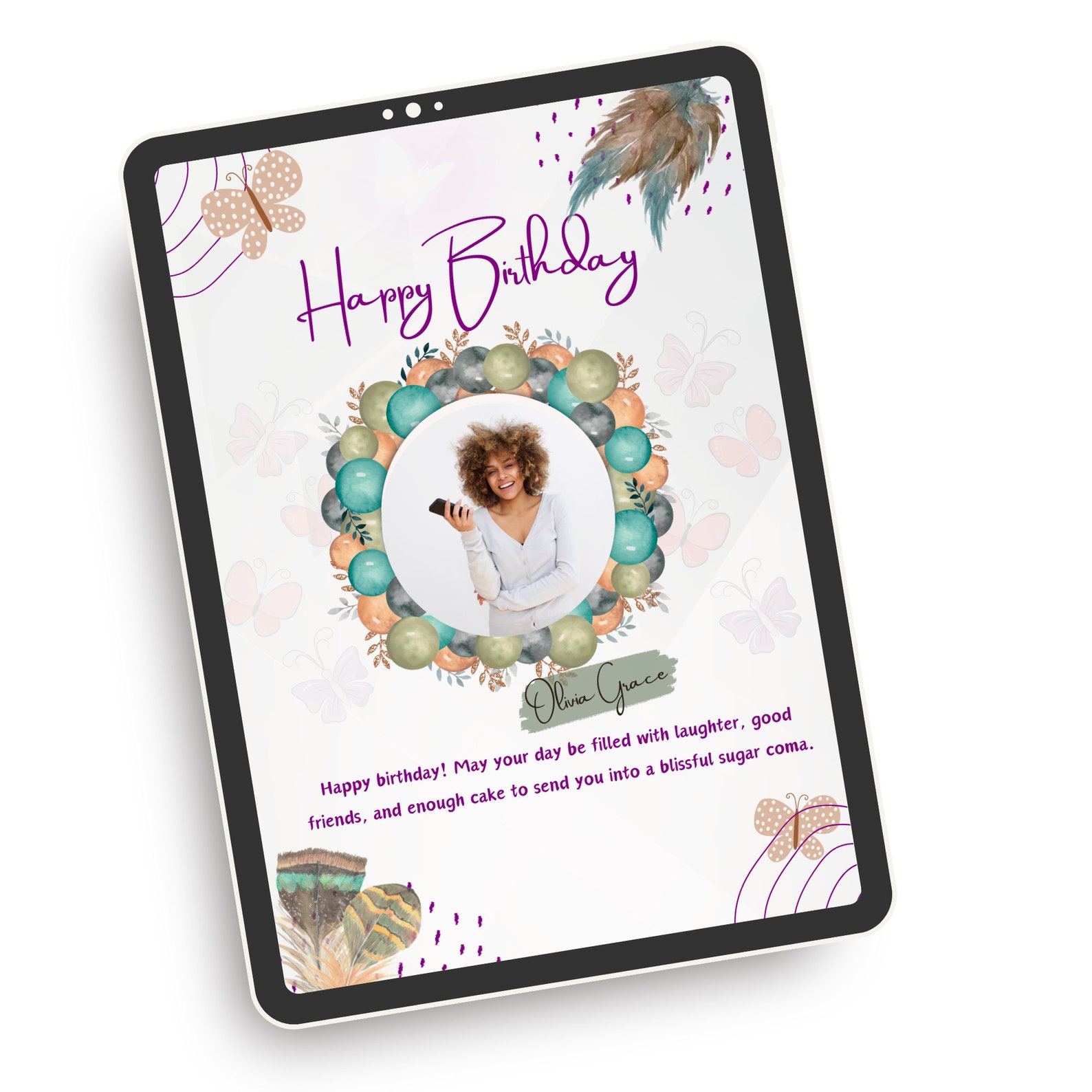 Simple Happy Birthday Printable Template, Editable Happy Birthday Card ...