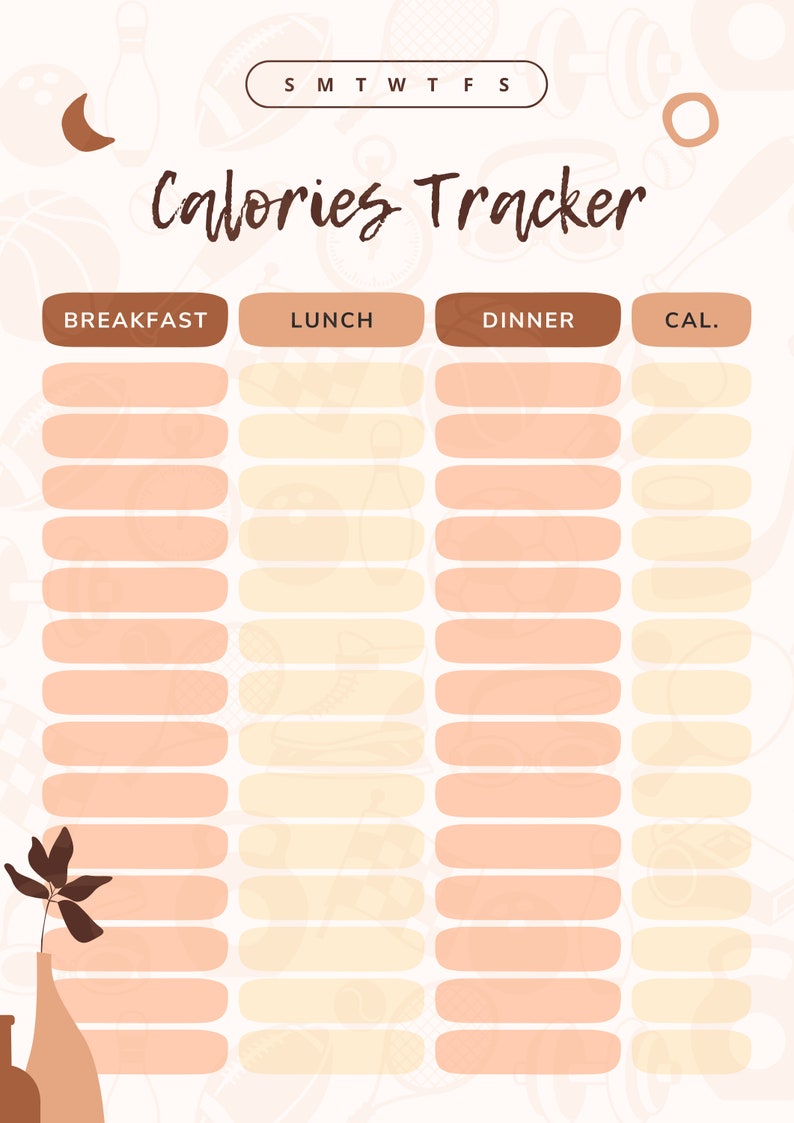 Terracotta, Beige Modern Boho Tracker Planner, Fitness Tracker, Habit ...