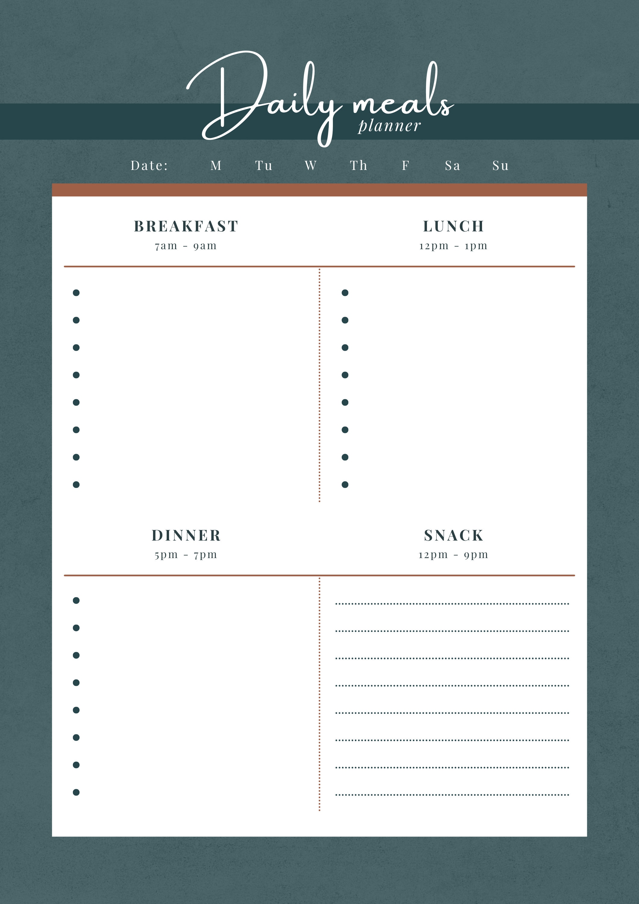 Dark Green Texture Modern Meal Planner, Meal Planner Printable, Adhd ...