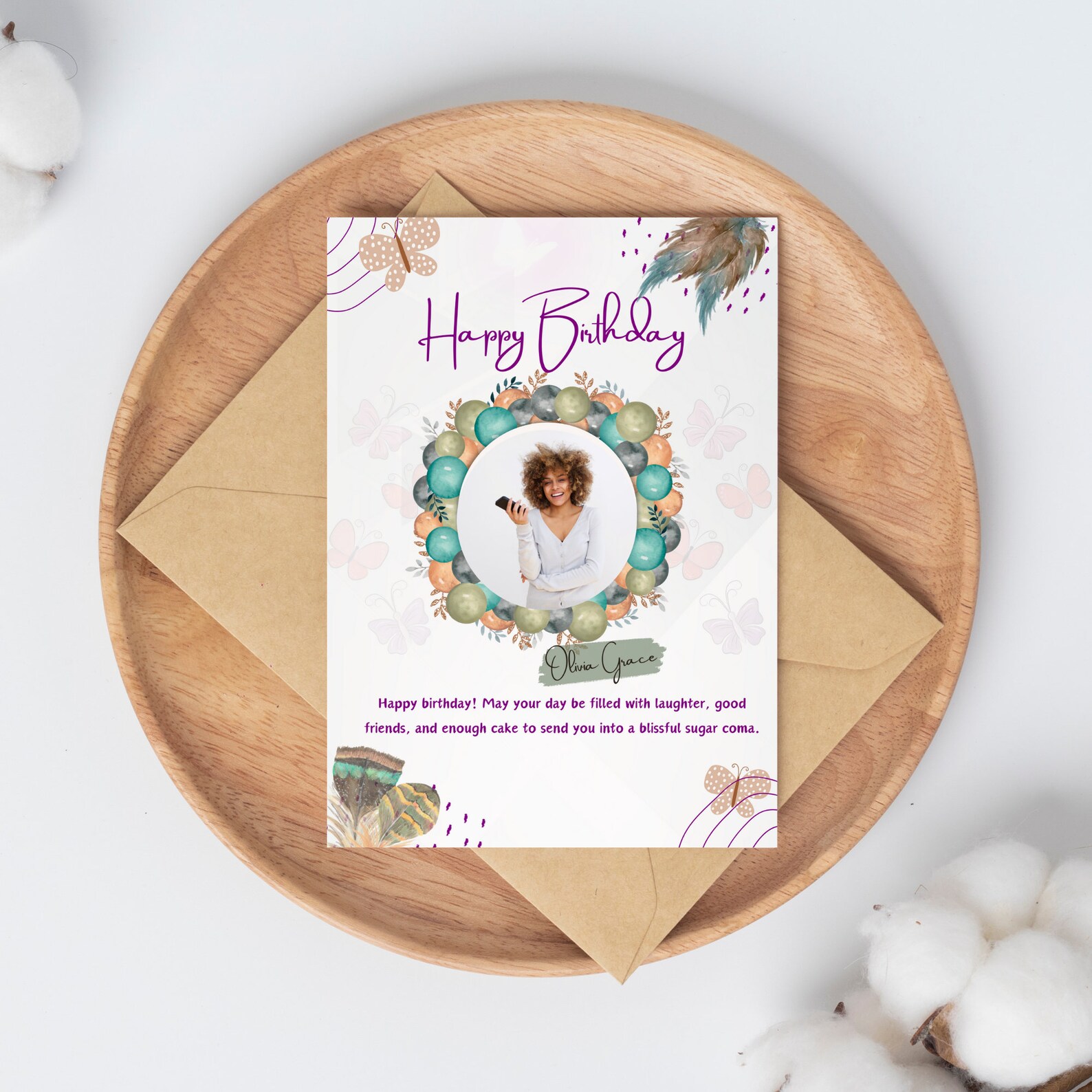 Simple Happy Birthday Printable Template, Editable Happy Birthday Card ...