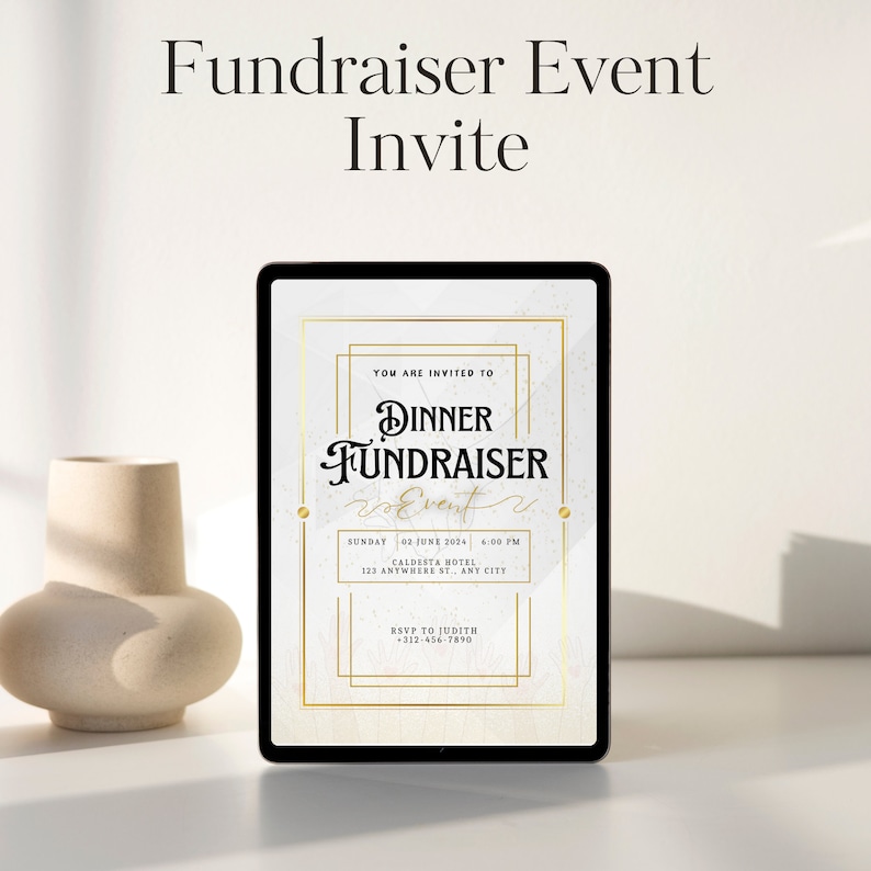 Editable Dinner Fundraiser Invitation Portrait Template (digital ...