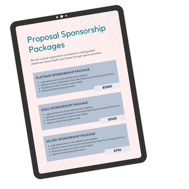 Sponsorship Proposal Printable Template, Editable Canva Instant ...