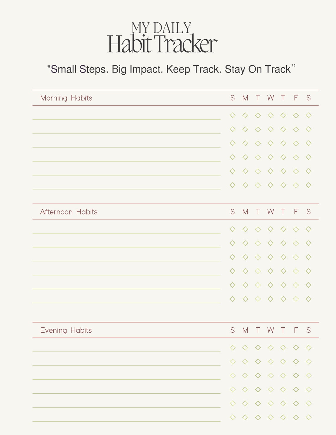 Simple Daily Habit Tracker Printable/everyday Habit Tracker Goodnotes ...