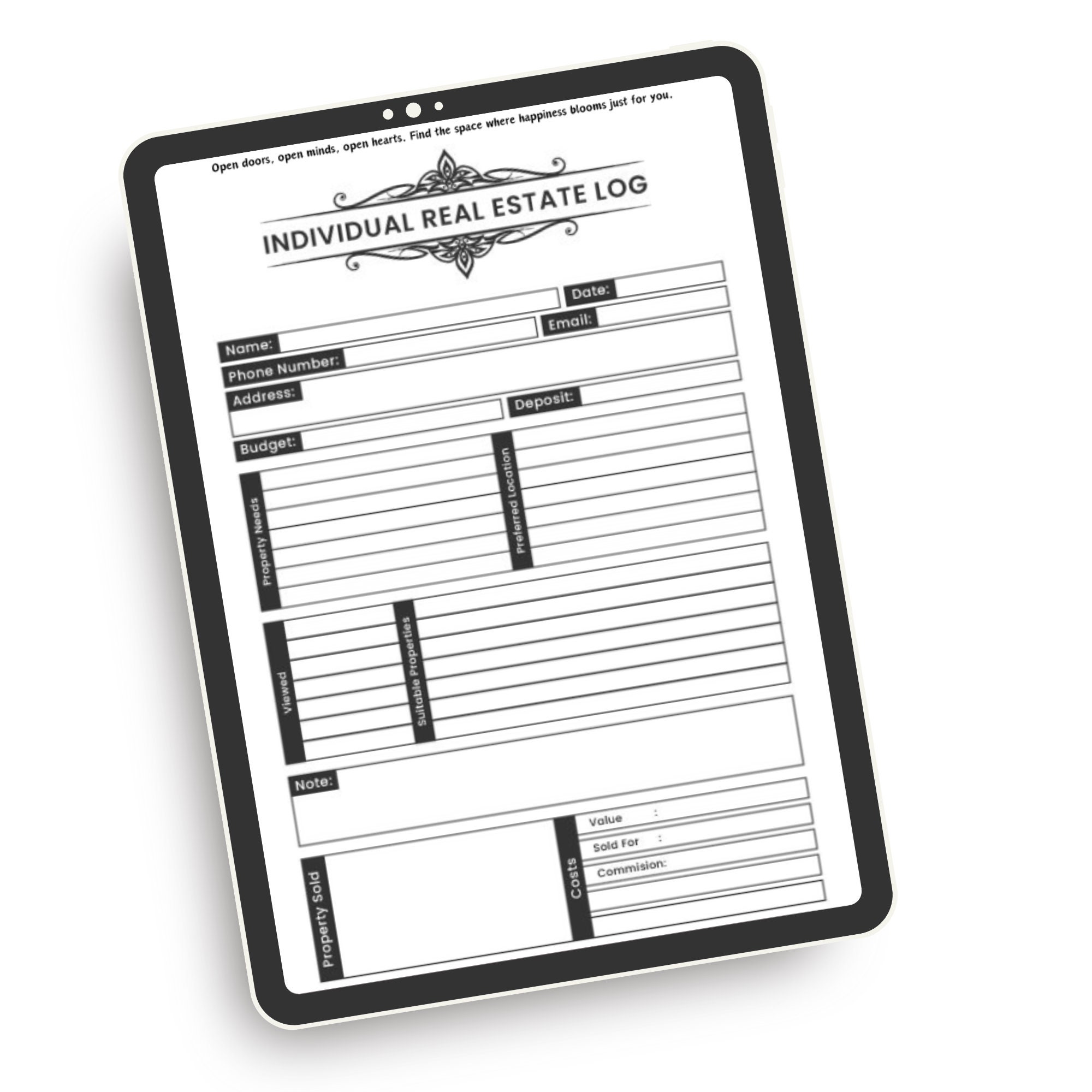 Real Estate Log Book Planner Journal, Real Estate Booklet, Editable ...