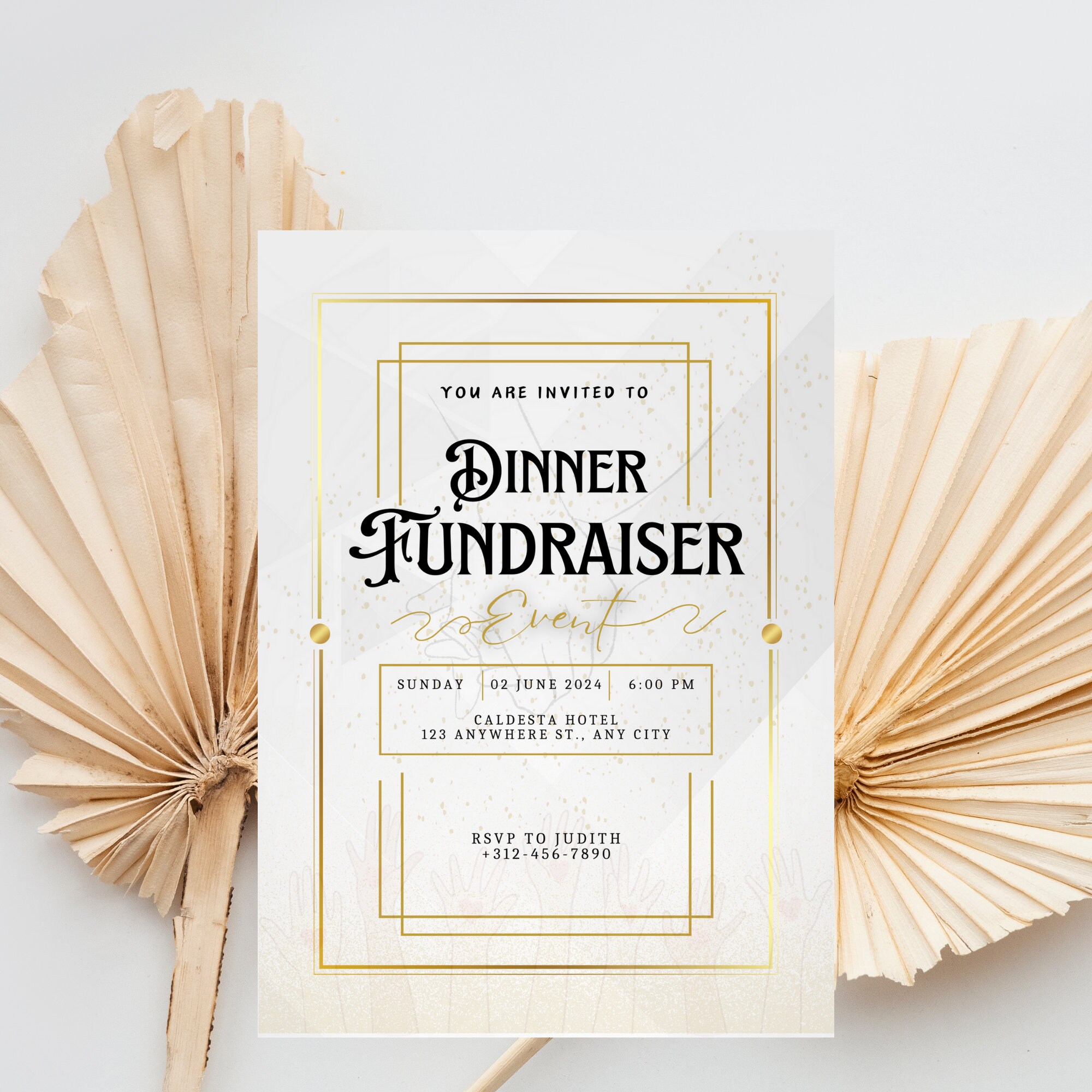 Dinner Fundraiser Invitation Portrait Template, Editable Fundraiser ...