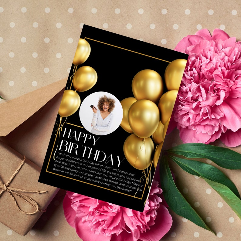 Simple Happy Birthday Printable Template, Editable Happy Birthday Card ...