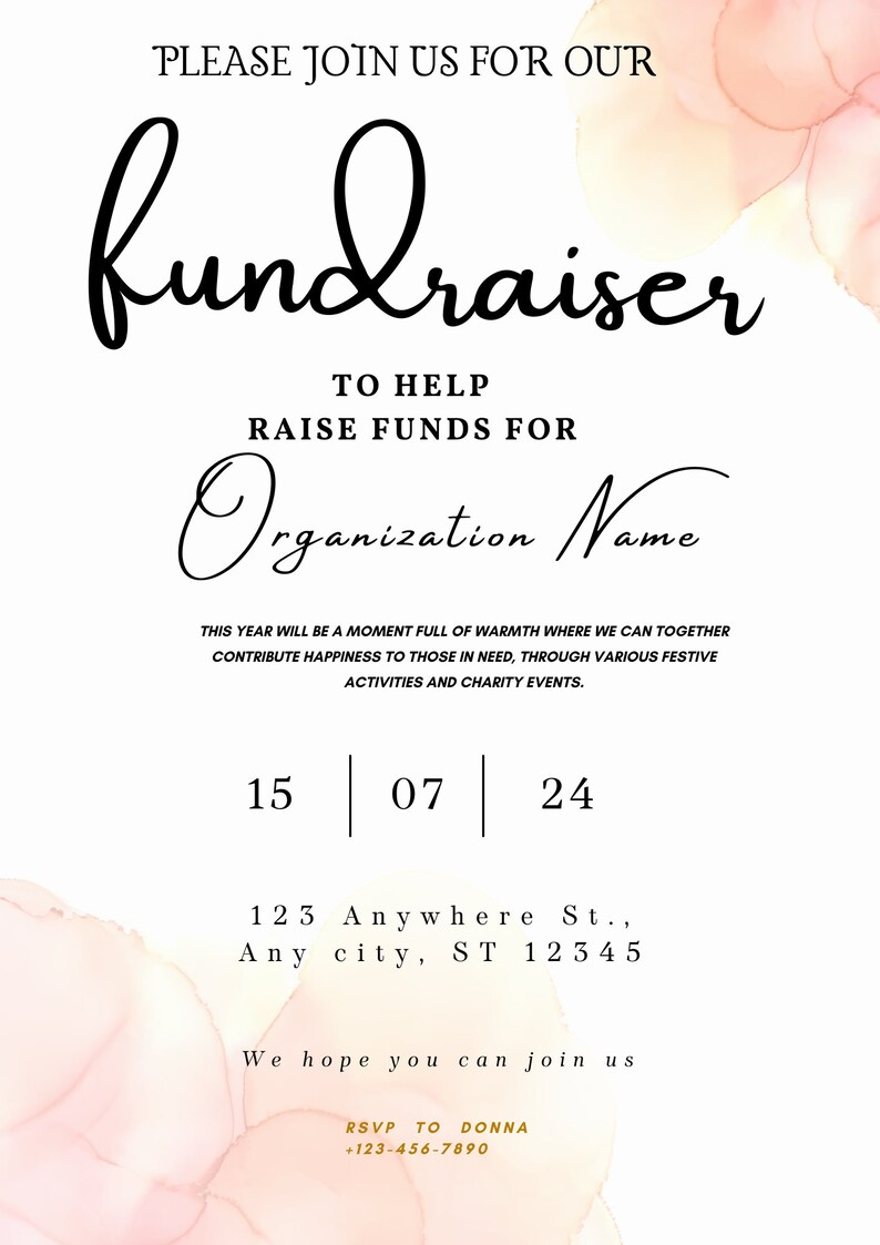Fundraiser Event Invite Printable Template, Editable Event Invite Flyer ...