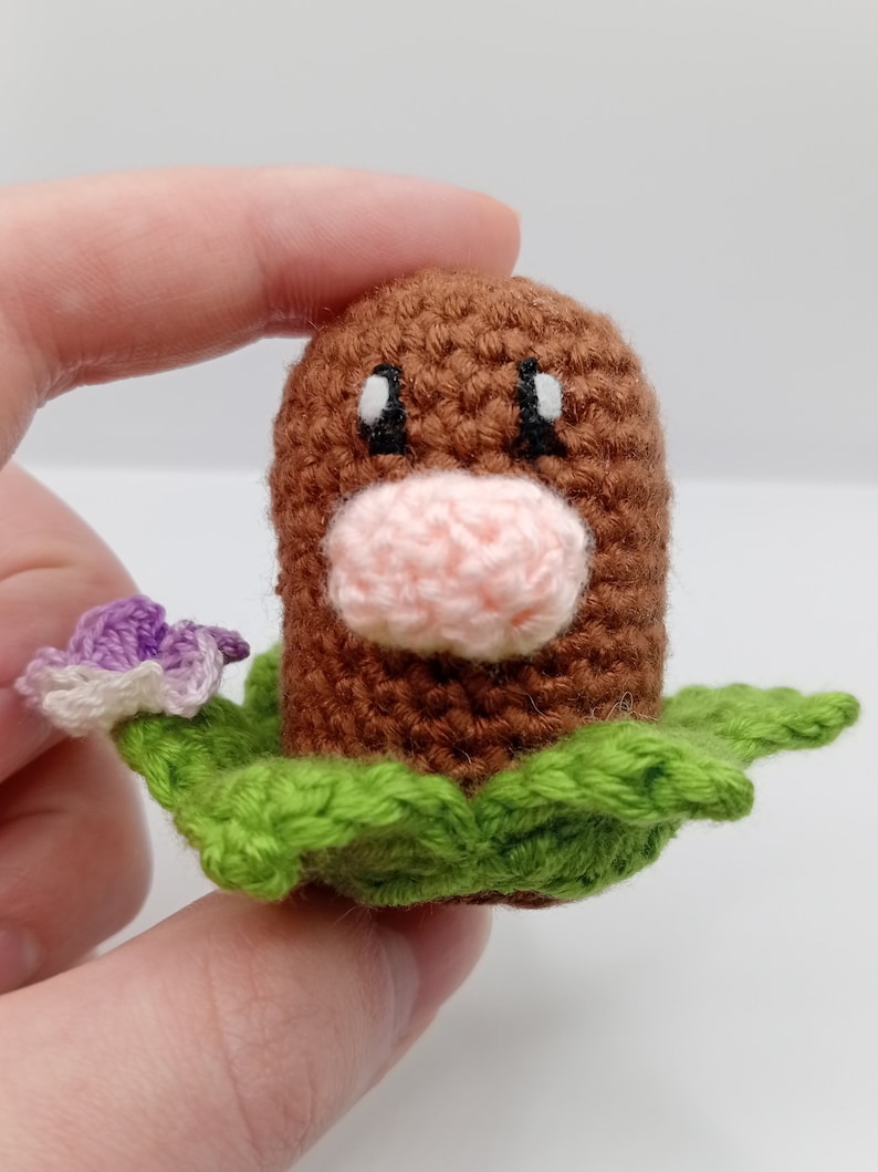 Pokemon Plush Diglett Crochet with Flower Amigurumi 100%HAND-MADE ...