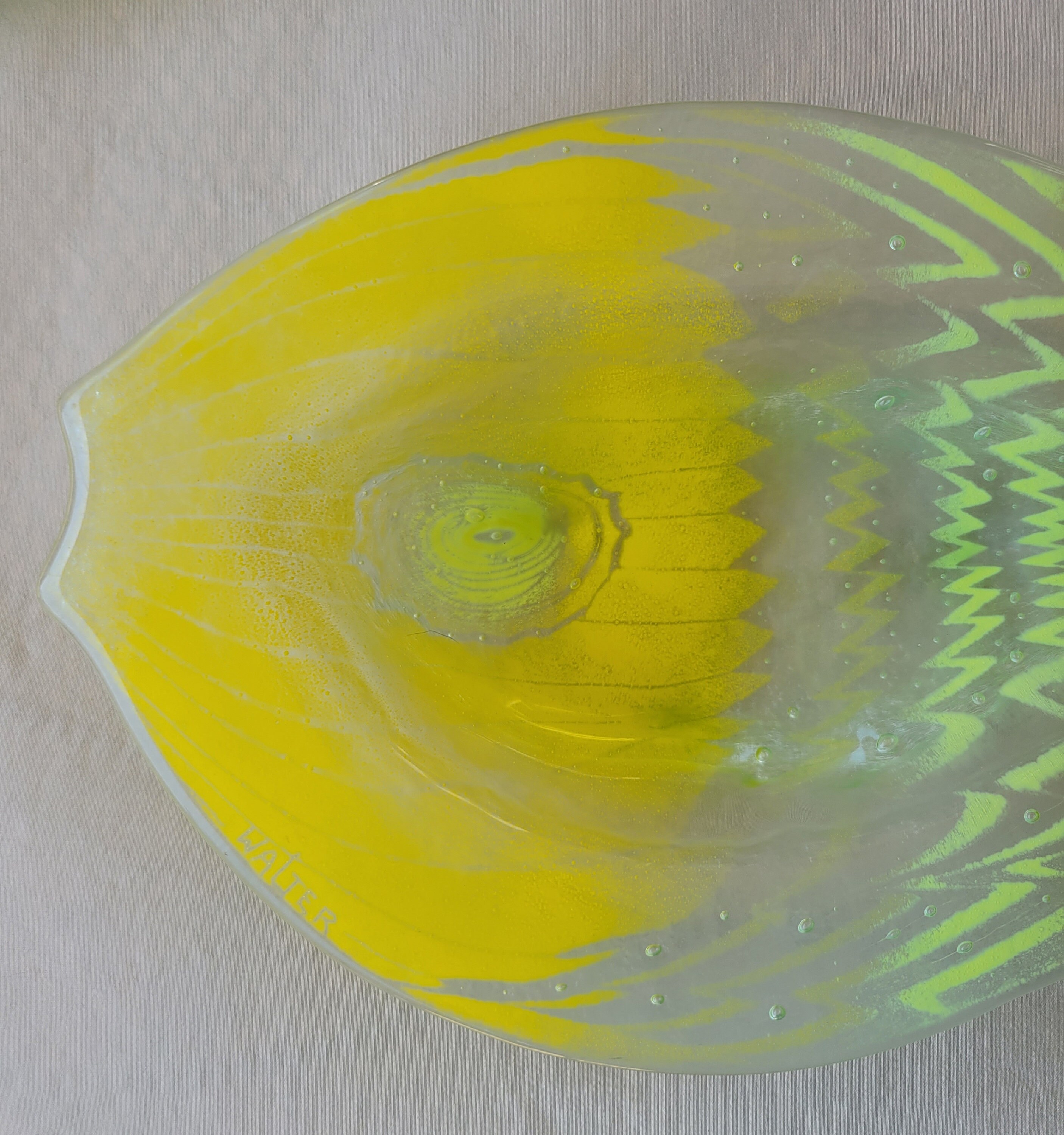 Large Vintage Walter Glass 14x8 Yellow Fish Bowl - Etsy