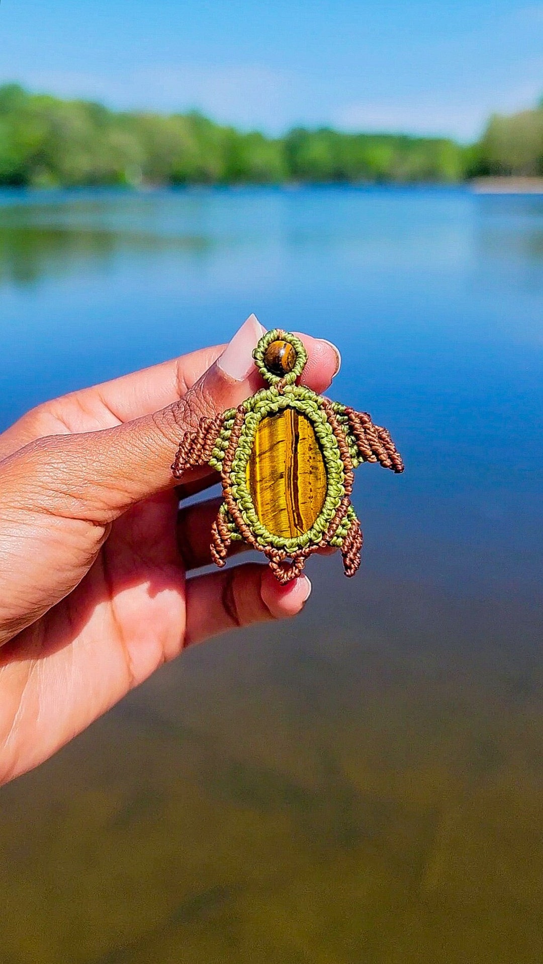 Handcrafted Macrame Sea Turtle Pendant Spiritual Jewelry, Boho Beach ...