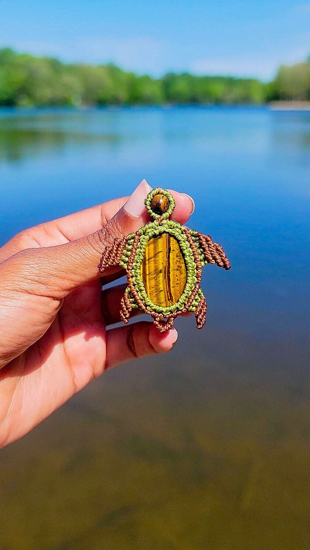 Handcrafted Macrame Sea Turtle Pendant Spiritual Jewelry, Boho Beach ...