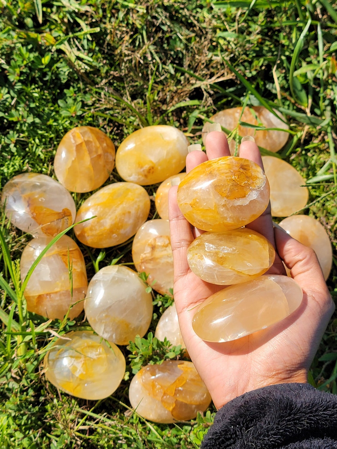Natural Citrine Palm Stone for Manifestation and Joyful Living - Etsy