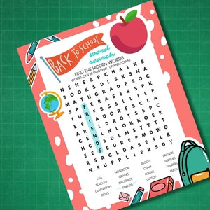 Back to School Word Search, Printable School Kid Adult Games, Classroom ...