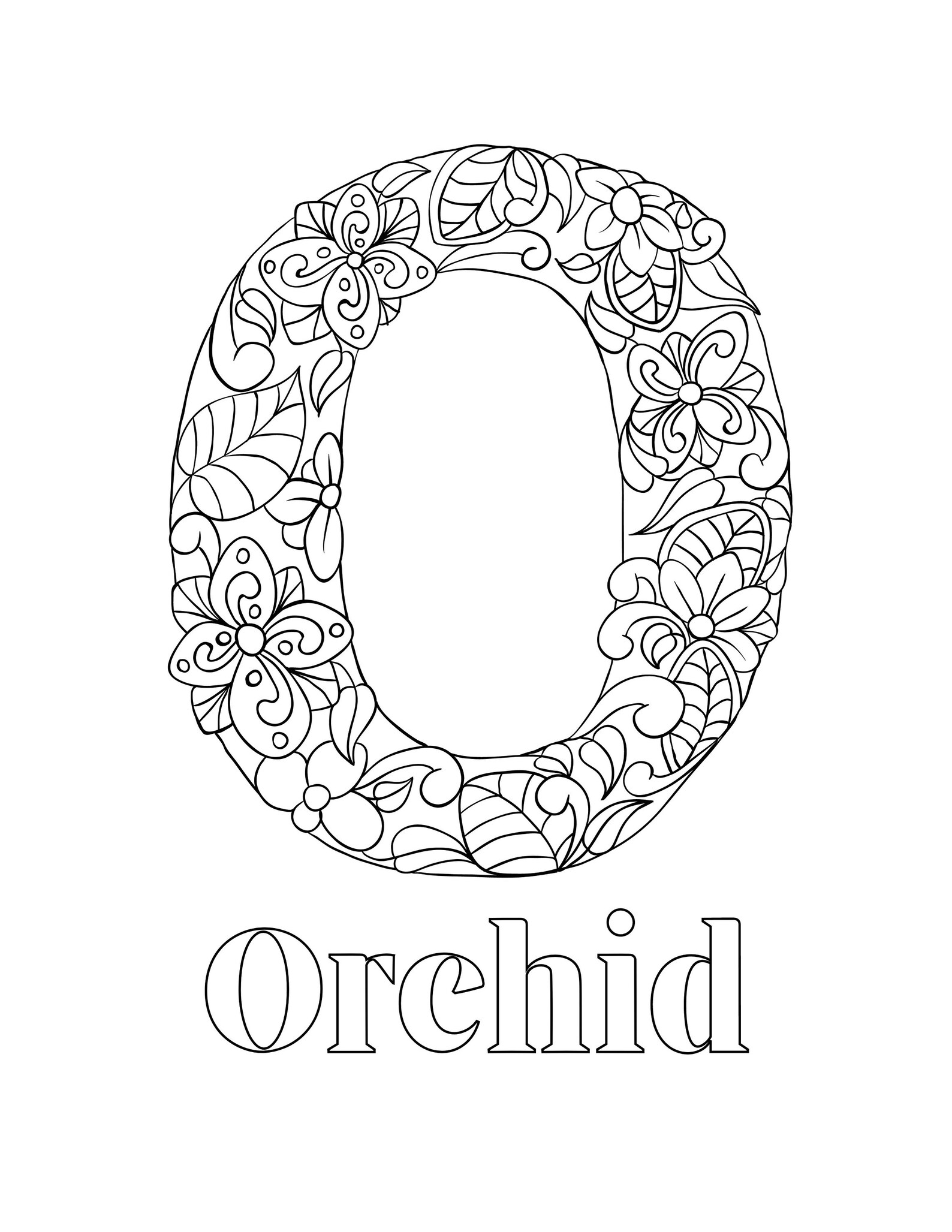 26 Coloring Pages, Floral Alphabet Coloring, Digital Download, Kids ...