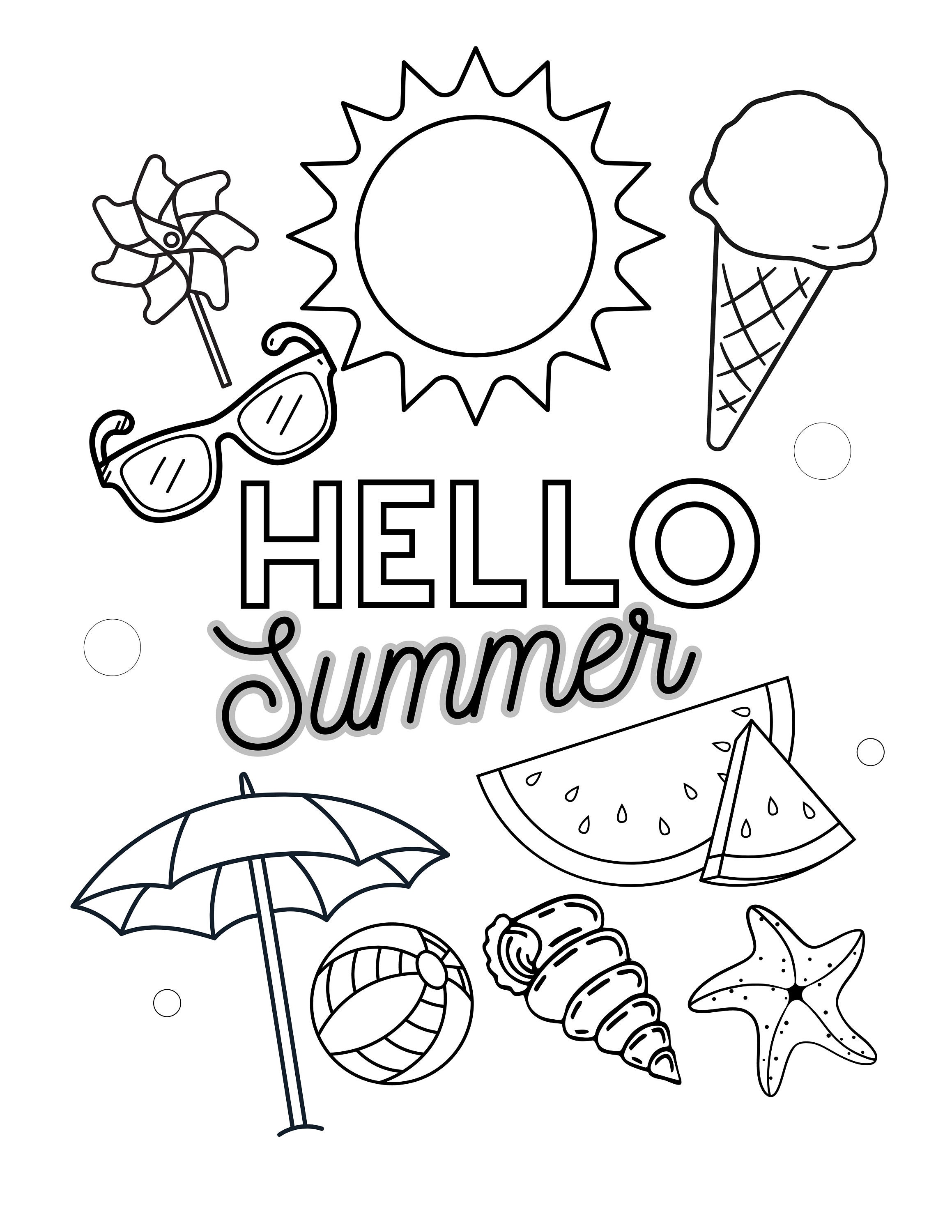 Summer Coloring Pages, Digital Download, Kids Summer Coloring Pages ...