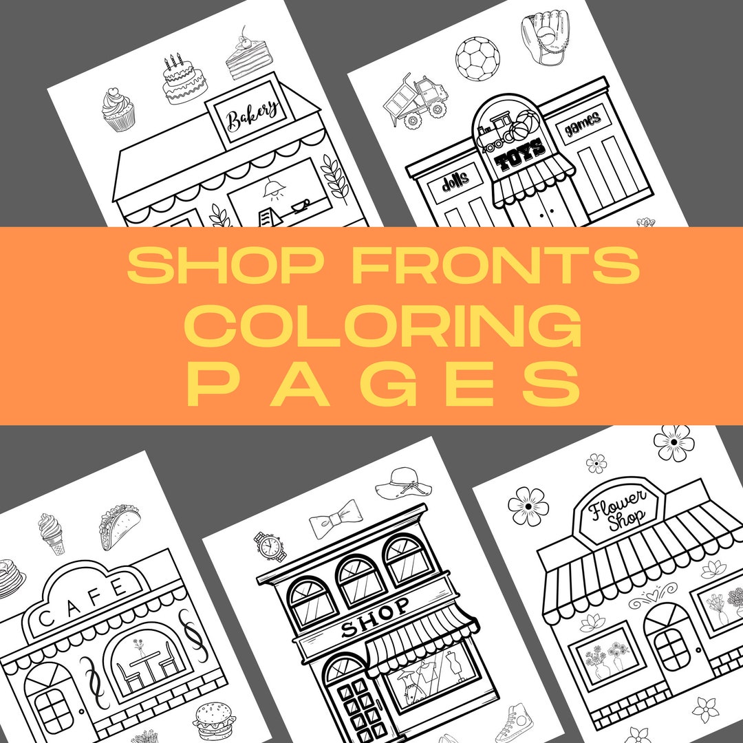 Shop Fronts Summer Coloring Pages, Digital Download, Kids Summer ...