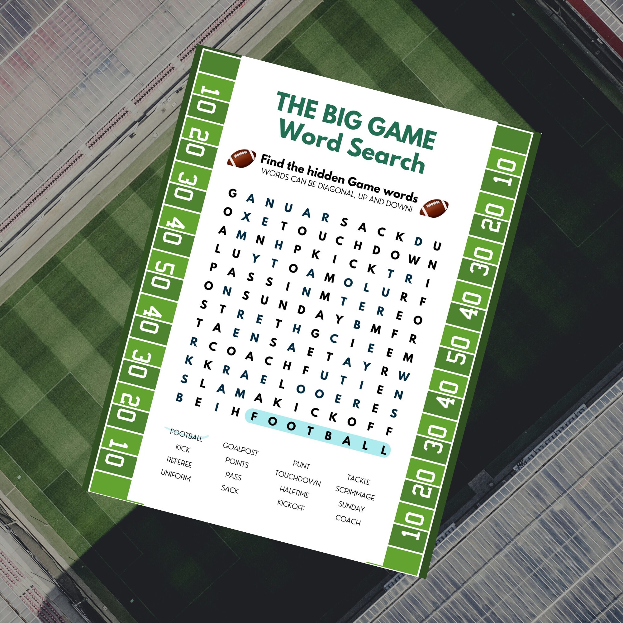 The Big Game Football Word Search, Classroom Games, Teacher, Party ...
