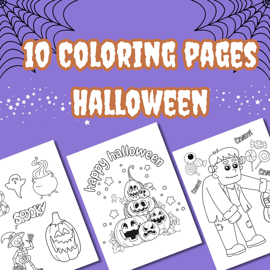 Halloween Coloring Pages, 10 Coloring Pages, Digital Download, Kids ...