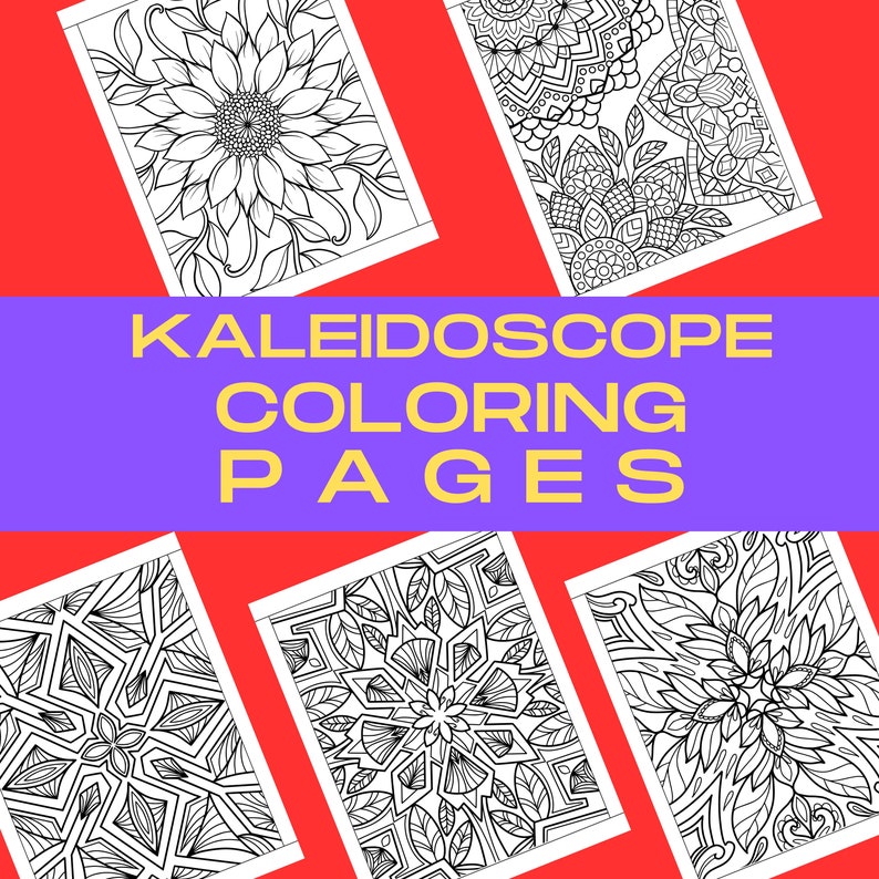 10 Coloring Pages, Flowers Kaleidoscope Coloring, Digital Download ...