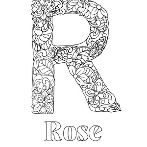 26 Coloring Pages, Floral Alphabet Coloring, Digital Download, Kids ...