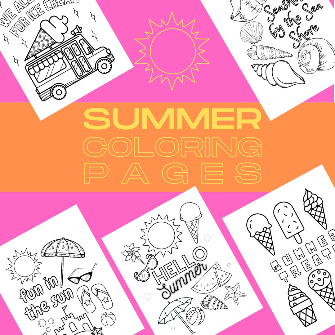 Summer Coloring Pages, Digital Download, Kids Summer Coloring Pages ...